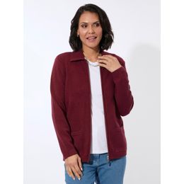WITT Damen Strickjacke mit Polokragen, bordeaux, Gr&ouml;&szlig;e 40