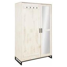 Garderobenschrank OTTO HOME "Santos", wei&szlig; (wei&szlig;, gewischt), B:110cm H:180cm T:52cm, Massivholz, Schr&auml;nke, Garderobenschrank, mit besonderen T&uuml;rfronten und Spiegel, viel Stauraum, H&ouml;he 180 cm