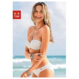 B&uuml;gel-Bandeau-Bikini Buffalo "Romance", Damen, Gr. 42, Cup D, beige (creme), Polyamid, strukturiert, unifarben, Bikini-Sets, aus Strukturware
