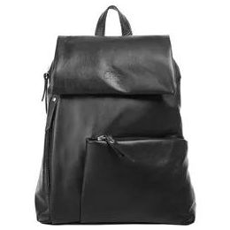 Cityrucksack CLUTY, Damen, Gr. B/H/T: 27cm x 30cm x 4cm, onesize, schwarz, Leder, Rindsleder, Rucks&auml;cke Cityrucksack, echt Leder, Made in Italy