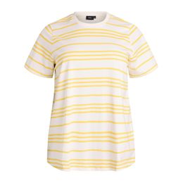 ZIZZI T-Shirt 'MVIVIENE' Damen Gr&ouml;&szlig;e 11XL/12XL gelb / wei&szlig;