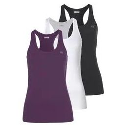 H.I.S. Tanktop H.I.S, Damen, Gr. 36, lila (schwarz, wei&szlig;, lila), Obermaterial: 95% Baumwolle, 5% Elasthan, unifarben, Basic, figurumspielend, Rundhals, Tops Tanktop, Softer Feinripp mit elastischer Baumwolle f&uuml;r hohen Tragekomfort