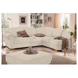 Ecksofa Home Affaire "Amrum L-Form", beige (creme), B:249cm H:91cm T:218cm, Jacquard ( 100% Polyester );Struktur Blume (100% Polyester), Sofas, Ecksofa, wahlweise mit Bettfunktion und Ottomane links/rechts