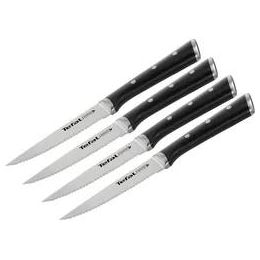 Steakbesteck Tefal "K232S4 Ice Force", schwarz, 4 Stk., Edelstahl, Essbesteck-Sets, 11cm, Spezialmesser, langfristige Leistung, Made in Germany