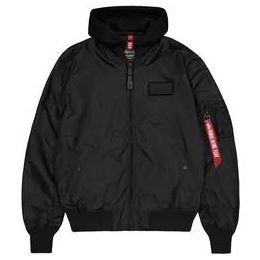 Bomberjacke Alpha Industries "MA-1 TT Hood Light", Herren, Gr. S, schwarz (schwarz, schwarz), Obermaterial: 100% Nylon, Futter: 100% Nylon, Kapuze: 75% Baumwolle, 25% Polyester, Jacken Bomberjacke
