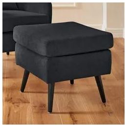 Hocker Home Affaire "Salla", schwarz, B:58cm H:49cm T:58cm, Samtcord (92% Polyester 8% Polyamid);Struktur (100% Polyester);Struktur Hahnentritt (100% Polyester);Struktur fein (100% POlyester);Samtoptik (100% Polyester);Fellimitat (100%Polyester), Hocker, Fu&szlig;hocker Sitzhocker, Bezug auch in Luxus-Microfaser in Teddyfelloptik