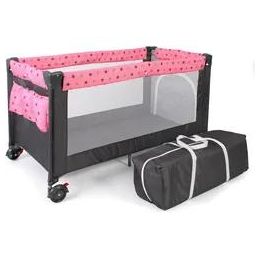 CHIC 4 BABY Baby-Reisebett CHIC4BABY "Luxus, Sternchen grau", Baby, Gr. Liegefl&auml;che B/L: 60cm x 120cm, kein H&auml;rtegrad, schwarz (schwarz, pink), Textil, Babybetten