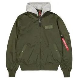 Bomberjacke Alpha Industries "MA-1 TT Hood Light", Herren, Gr. S, gr&uuml;n (dunkelgr&uuml;n), Obermaterial: 100% Nylon, Futter: 100% Nylon, Kapuze: 75% Baumwolle, 25% Polyester, Jacken Bomberjacke