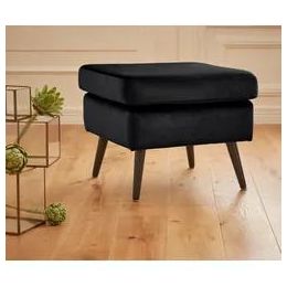 Hocker Home Affaire "Salla", schwarz, B:58cm H:49cm T:58cm, Samtcord (92% Polyester 8% Polyamid);Struktur (100% Polyester);Struktur Hahnentritt (100% Polyester);Struktur fein (100% POlyester);Samtoptik (100% Polyester);Fellimitat (100%Polyester), Hocker, Fu&szlig;hocker Sitzhocker, Bezug auch in Luxus-Microfaser in Teddyfelloptik