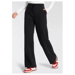 Jogginghose Kangaroos, Damen, Gr. 38, N-Gr, schwarz, angeraute Sweatware, Obermaterial: 80% Baumwolle, 20% Polyester, kontrastfarbene Details, unifarben, bequem normal, Hosen Jogginghose, mit weitem Bein - NEUE FARBEN