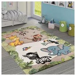 Kinderteppich Paco Home "Diamond 644", beige, B:200cm H:18mm L:290cm, Polypropylen (PP), Teppiche, Kinderteppich, 3D-Design, Motiv Dschungel Tiere, Kinderzimmer, Kundenliebling
