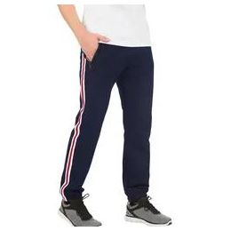Sweathose TRIGEMA "TRIGEMA Jogginghose mit Seitenstreifen", Herren, Gr. 3XL, Normalgr&ouml;&szlig;en, blau (navy), Sweatware, 70% Baumwolle, 30% Polyester, Basic, Hosen Sweathose