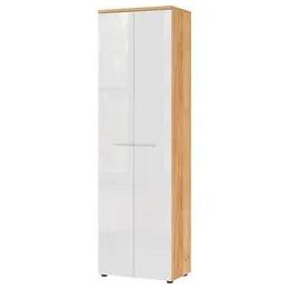 Garderobenschrank Germania "Aledo", wei&szlig; (navarra, eiche, nachbildung, wei&szlig;), B:60cm H:198cm T:41cm, Holzwerkstoff, MDF, Schr&auml;nke, Garderobenschrank, mit ausziehbarer Kleiderstange, Front in Hochglanz