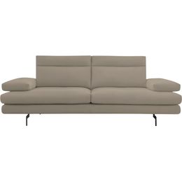 3,5-Sitzer Calia italia, B:228cm H:90cm T:113cm, beige, Leder BULL (100% Leder), Sofas, "Toby Wing, 228 cm breit, italienisches Designsofa,