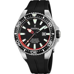 Festina Herren Taucheruhr "Diver Collection", schwarz, Armbanduhren, Armbanduhr, Herrenuhr, Taucheruhr, Silikonarmband, Datum
