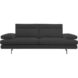 3,5-Sitzer Calia italia, B:228cm H:90cm T:113cm, grau, Leder BULL (100% Leder), Sofas, "Toby Wing, 228 cm breit, italienisches Designsofa, Megasofa",