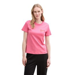 Tom Tailor Damen T-Shirt, rosa, Gr. M, bedruckt, Single Jersey, Obermaterial: 100% Baumwolle, Shirts, mit Frontprint