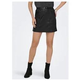 Lederimitatrock Only "ONLHEIDI FAUX LEATHER SKIRT OTW NOOS", Damen, Gr. XS (34), schwarz, Web, Obermaterial: 100% Polyester, leicht gl&auml;nzend, unifarben, kurz, R&ouml;cke