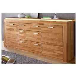 Sideboard VOGL M&Ouml;BELFABRIK, beige (kernbuche teilmassiv), B:222cm H:95,5cm T:40cm, Sideboards, Sideboard, Breite 222 cm