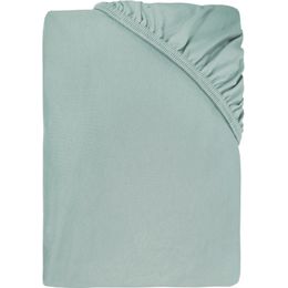 Spannbettlaken Dyckhoff "Uni", mint, B:90cm L:200cm, Jersey, Obermaterial: 95% Baumwolle, 5% Elasthan, Bettlaken, Spannbettlaken, Angenehm weich, besonders flexibel, bis 25cm Matratzenh&ouml;he