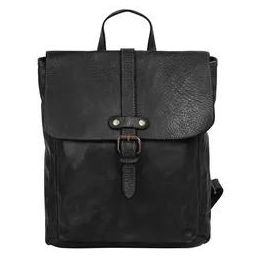 Cityrucksack Samantha Look, Gr. B/H/T: 25cm x 32cm x 7cm, onesize, schwarz, Leder, Rindsleder, Rucks&auml;cke Cityrucksack, Echt Leder, Made in Italy