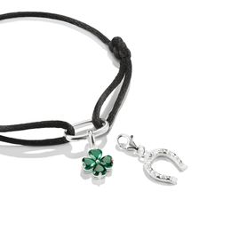 Thomas Sabo Damen Charm-Einh&auml;nger "Charm Kleeblatt - Connect"silberfarben, smaragd, smaragd, Silber 925 (recycelt), Charms, mit Glas-Keramik Stein