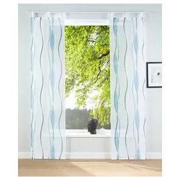 Schiebegardine OTTO HOME "Dimona" Gr. 4, wei&szlig; (wei&szlig;, petrol), B:57cm H:245cm, Voile, Polyester, Gardinen, 2er-Set, Fertiggardine, inkl. Beschwerungsstange, Wellen