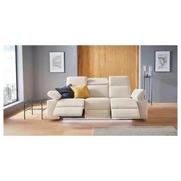 3-Sitzer Home Affaire "Kilado", beige (creme), B:229cm H:98cm T:99cm, Struktur fein (95% Polyester 5%Nylon), Sofas, mit 2x Relaxfunktion, verstellbarer Armlehne, Kopfteilverstellung