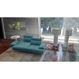 3-Sitzer Calia italia, B:208cm H:90cm T:113cm, blau, Synthetische Faser (100% Polyester), Sofas, "Toby Wing, 208 cm breit, Designsofa mit hohem