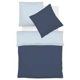 Wendebettw&auml;sche Fleuresse "Provence W", blau (navy, blau), B/L: 155cm x 200cm, 1 Stk., 1 Stk., Halbleinen, B/L: 80cm x 80cm, 2 Stk., Halbleinen, Obermaterial: 50% Baumwolle, 50% Leinen, Bettw&auml;sche, Wendebettw&auml;sche, 50% Baumwolle, 50% Leinen, in Gr. 135x200, 155x220, 200x200cm
