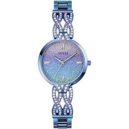 Guess Damen Quarzuhr "CORAL", blau, Armbanduhren, Armbanduhr, Damenuhr, Edelstahlarmband