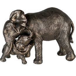 Tierfigur Gilde, B:29cm H:21cm T:13cm, gold, Kunstharz, Dekofiguren, "Elefant mit Jungem "Zambezi""