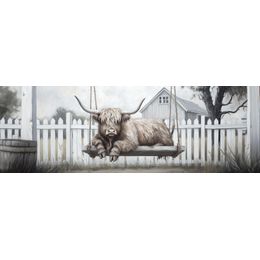 &Ouml;lgem&auml;lde B&Ouml;NNINGHOFF, B:120cm H:40cm T:2cmfarbe bild(er): braun,wei&szlig;, grau, schwarz, Acrylfarbe, Canvas, Holz, Bilder, "handarbeit HOCHLANDRIND