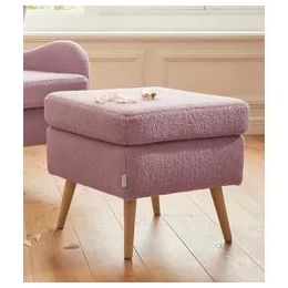 Hocker Home Affaire "Salla", rosa (ros&eacute;), B:58cm H:49cm T:58cm, Samtcord (92% Polyester 8% Polyamid);Struktur (100% Polyester);Struktur Hahnentritt (100% Polyester);Struktur fein (100% POlyester);Samtoptik (100% Polyester);Fellimitat (100%Polyester), Hocker, Fu&szlig;hocker Sitzhocker, Bezug auch in Luxus-Microfaser in Teddyfelloptik