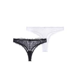 Dorina Damen Slip "Perfect Lace", Gr. Mwei&szlig; schwarz, Obermaterial: 90% Nylon, 10% Elasthan, Unterhosen, bequem, transparent, mit Schleife, mit Spitze