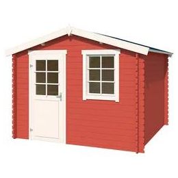 Gartenhaus Lasita Maja "Nina 275", rot (schwedenrot), ohne Fu&szlig;boden, ohne Dacheindeckung, Holzwerkstoff, Gartenh&auml;user, Gartenhaus, Blochbohlenhaus 28mm, Fundamentmass 2750x2750, Schwedenrot