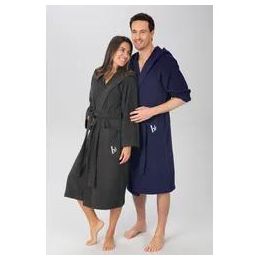 Unisex-Bademantel Bruno Banani "Robby, ideal f&uuml;r Sauna & Spa, Standardl&auml;nge & &Uuml;berl&auml;nge" Gr. XXL, blau (marine), L:125cm, Walkfrottee, Hausm&auml;ntel, Damen & Herren Badem&auml;ntel, Baumwolle, mit Taschen, Sauna, XS-3XL