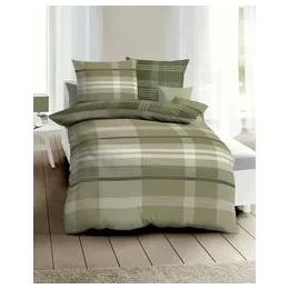 Bettw&auml;sche Kaeppel "Beyond", gr&uuml;n (khaki), B/L: 200cm x 200cm, 1 Stk., 2 Stk., Feinbiber, B/L: 80cm x 80cm & 80cm x 80cm, 3 Stk., Feinbiber, Obermaterial: 100% Baumwolle, Bettw&auml;sche, Bettw&auml;sche, mit Karomuster