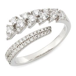 Damen Fingerring "Schmuck Geschenk Silbering mit offener Schiene", 58, Silber 925 (Sterlingsilber), 2,8mmsilberfarben, kristallwei&szlig;, ANISTON JEWELRY