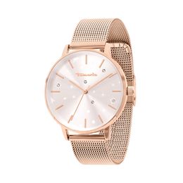 Tamaris Damen Quarzuhr, rosa, Armbanduhren, Armbanduhr, Damenuhr, Edelstahlarmband, analog, Zirkonia (synth.)