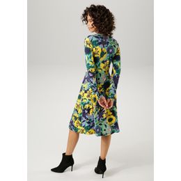 Aniston CASUAL Damen Jerseykleid, bunt, Gr. 36, bedruckt, gebl&uuml;mt, Single Jersey, Obermaterial: 95% Viskose, 5% Elasthan, Kleider, mit V-Ausschnitt