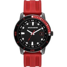 Skechers Herren Quarzuhr "LACHMAN", rot, Armbanduhren, Armbanduhr, Herrenuhr, Silikonarmband, analog, Tag