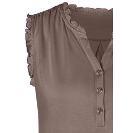 Lascana Damen R&uuml;schentop "mit Knopfleiste", grau, Gr. 48, unifarben, Jersey, Obermaterial: 76% Viskose (LENZING ECOVERO ), 24% Polyester, Tops,