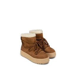 Marc O'Polo MARC O'POLO Damen Winterboots "PIA", Gr. 38cognac, Veloursleder, unifarben mit Farbeinsatz, Schuhe, Plateauboots, Schlupfstiefelette mit