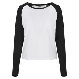 Langarmshirt Urban Classics "Urban Classics Damen Ladies Contrast Raglan Longsleeve", Damen, Gr. 4XL, wei&szlig;, schwarz, 60% Baumwolle, 40% Polyester, unifarben, normal, Rundhals, Shirts Langarmshirt