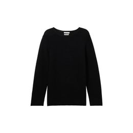 Tom Tailor Damen Plus Size - Strickpullover aus Bio-Baumwolle, schwarz, Uni, Gr. 48