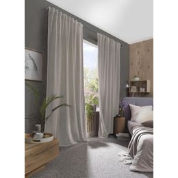 Gardine Home Wohnideen, B:135cm H:245cm, grau, Chenille, Polyester, Wohnzimmer, Gardinen, "WOLLY", THERMOSCHAL CHENILLE UNI "WOLLY"