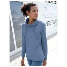 Sweatshirt Casual Looks, Damen, Gr. 42, blau, 100% Baumwolle, Meliert:70% Baumwolle, 30% Polyester, unifarben, Sweatshirts Sweatshirt