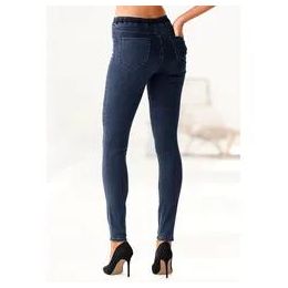 Jeggings Buffalo, Damen, Gr. 34, N-Gr, blau (jeansblau), Strick, Obermaterial: 69% Baumwolle, 21% Polyester, 8% Viskose, 2% Elasthan, unifarben, figurbetont, Hosen Jeggings, mit Taschen