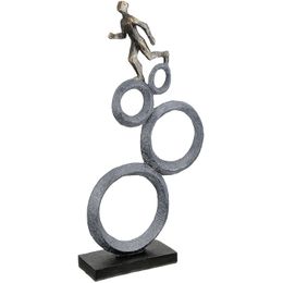 Dekofigur, B:26cm H:47cm T:7,5cm, silber, CASABLANCA BY GILDE, Kunstharz, Wohnzimmer, Dekofiguren, "Skulptur Running on Rings"